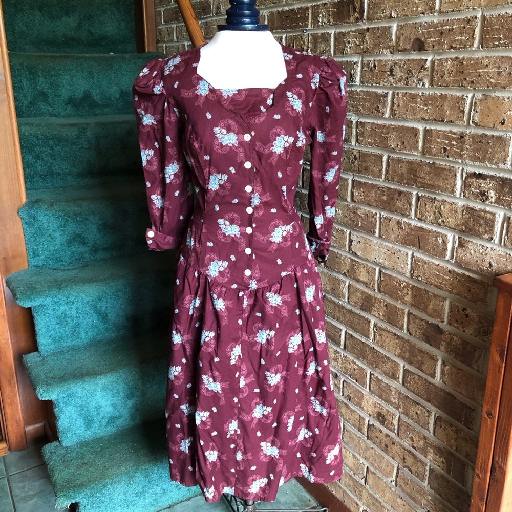 Robin Gayle Vintage Cottagecore Floral 80s Dress - Gem